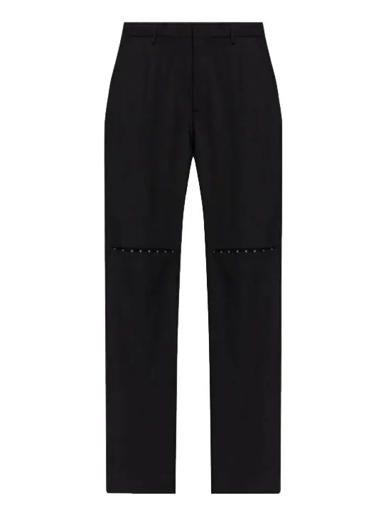 Dsquared2 Straight Leg Creased Trousers With Studded Detail - Black
