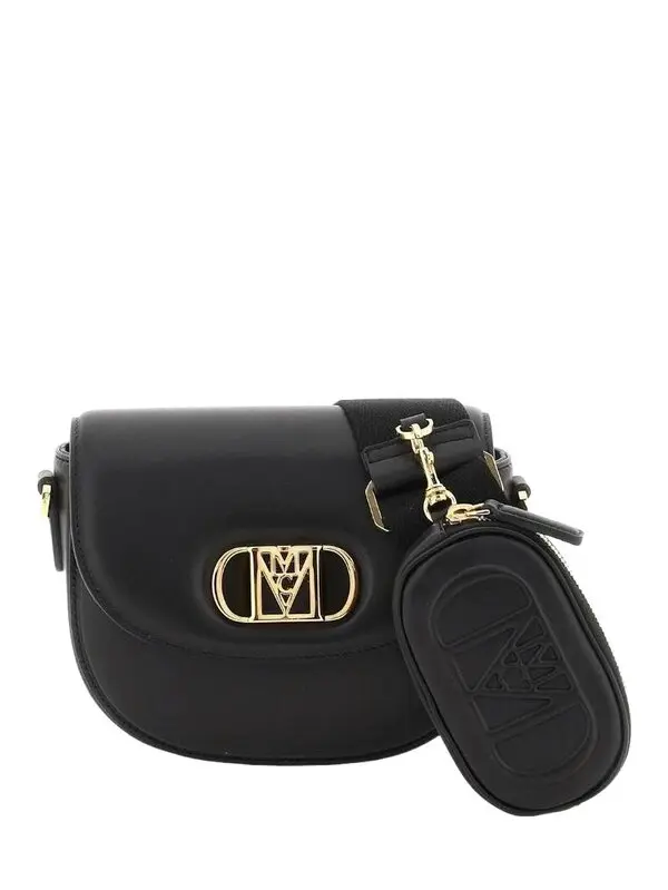 Mcm Travia Logo Plaque Mini Shoulder Bag - Black