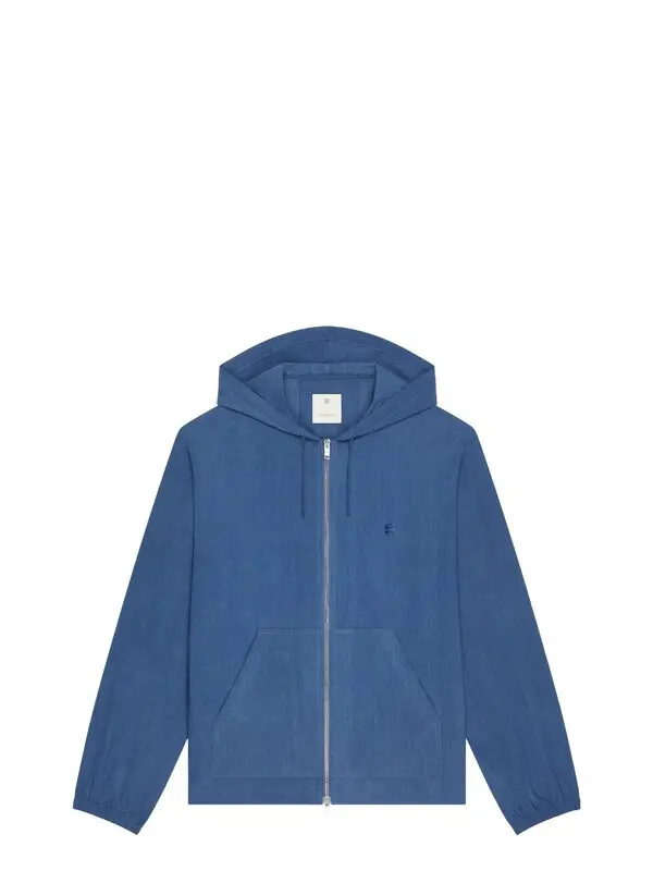 Givenchy 4g Detailed Washed Zipped Hoodie - Blue