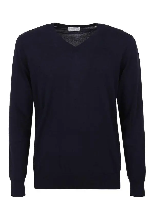 BALLANTYNE V-neck Knitted Sweater - Navy