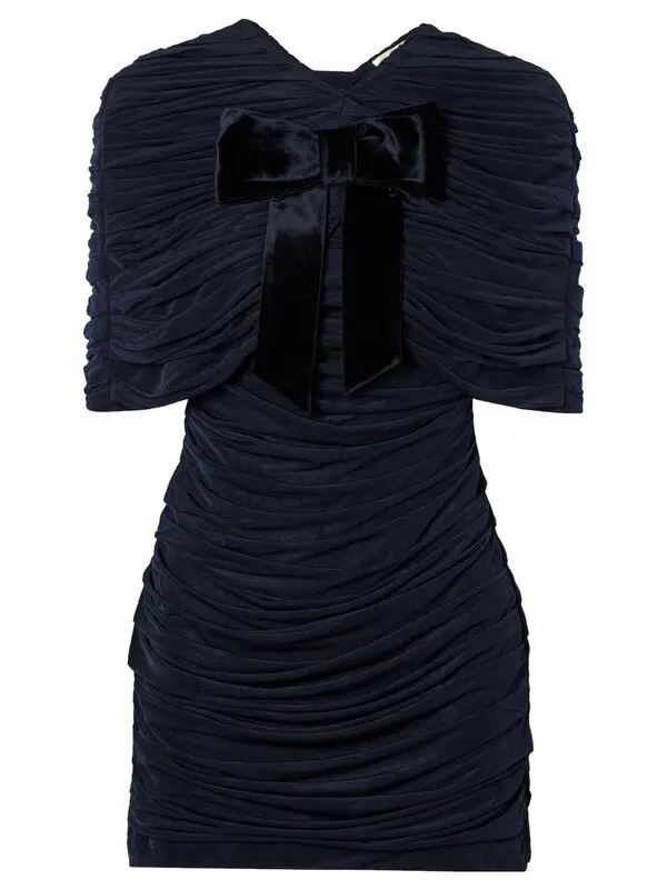 SHUSHU/TONG Knitted Mini Dress With Bow Detail - Navy