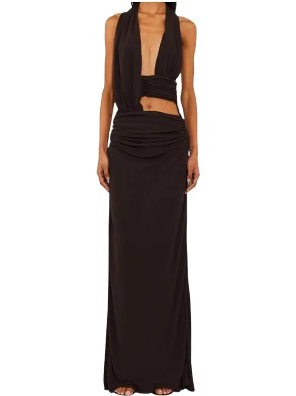 Christopher Esber Sleeveless Halterneck Maxi Dress With Cut-out Detail - Black