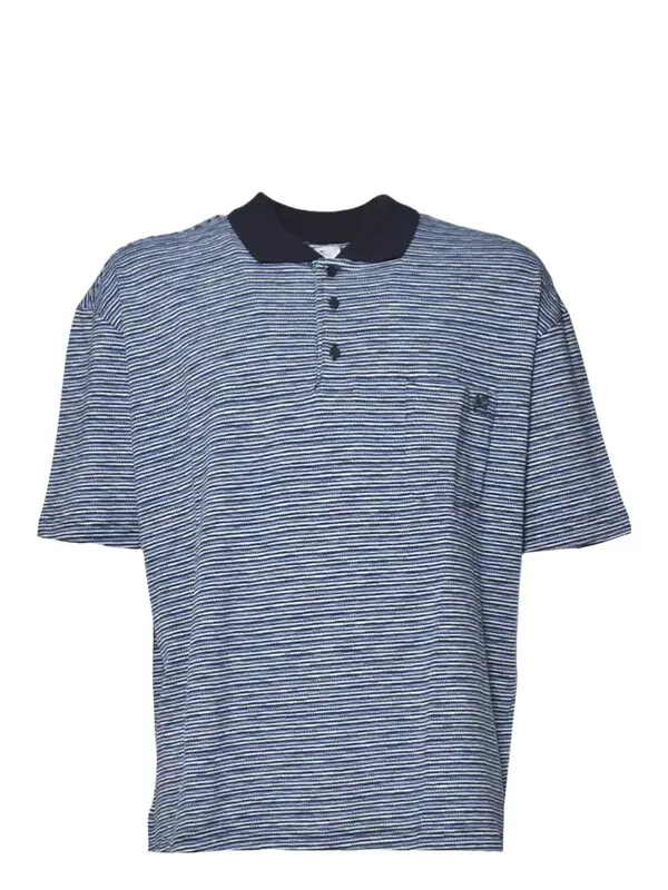 Etro Striped Short Sleeved Polo Shirt - Blue