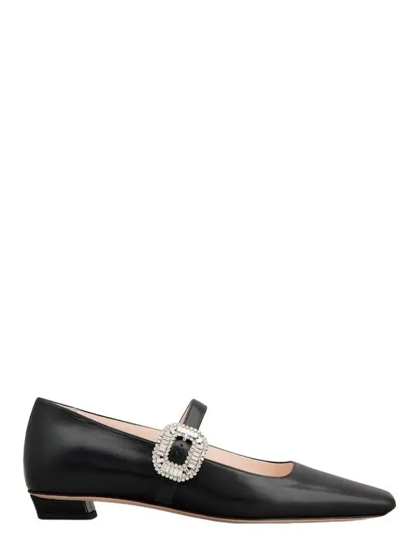 ROGER VIVIER Belle Vivier Mary Jane Flats With Crystal Buckle - Black