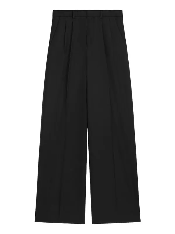 Celine Pleated Trousers In Light Wool Gabardine - Ultra-black