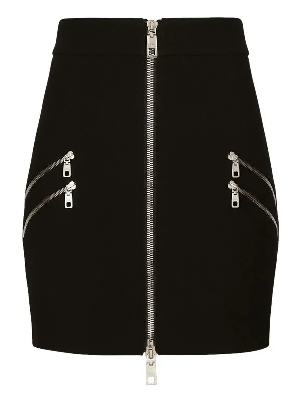 Dolce & Gabbana Wool High-waist Zipped Mini Skirt - Black