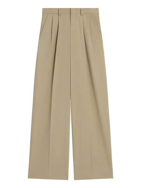 Celine Pleated Trousers In Cotton And Wool Gabardine - Beige