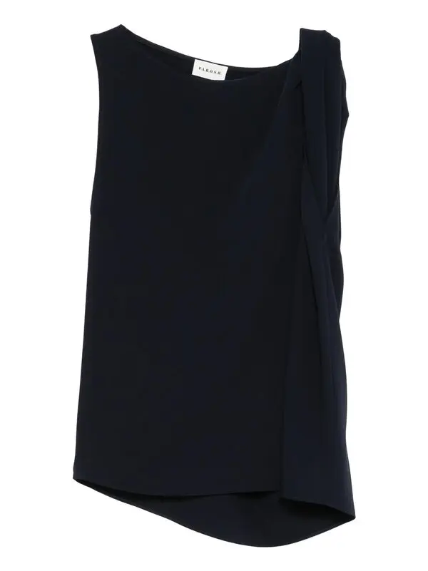 P.a.r.o.s.h Sleeveless Twist Detail Cady Top - Midnight Blue