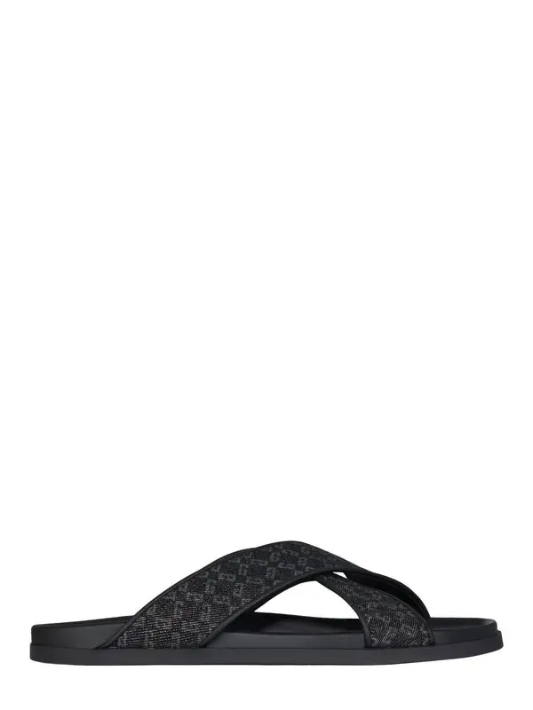 Givenchy G Plage Flat Mules In Monogram Denim - Black