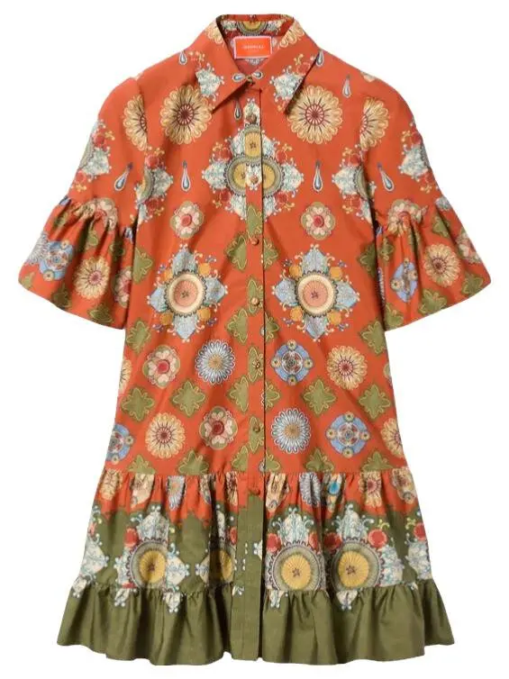 La DoubleJ Printed Tiered Ruffled Mini Dress - Multicolor