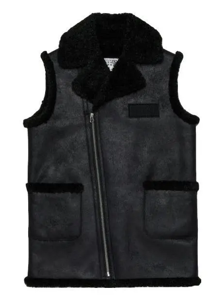 MAISON MARGIELA Sheepskin Effect Gilet - Black