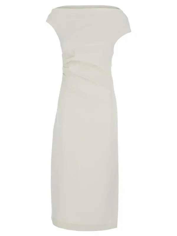 P.a.r.o.s.h Short Sleeve Gathered Dress - White