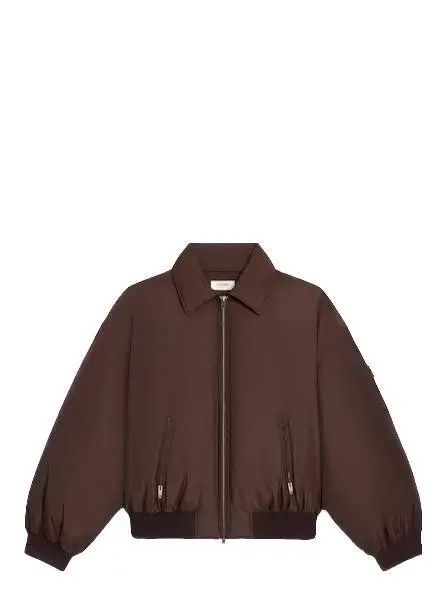 Celine Puffer Jacket In Nylon With Triumph Logo Patches - Chocolate