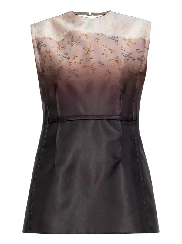 JIL SANDER Sleeveless Floral Print Top - Brown