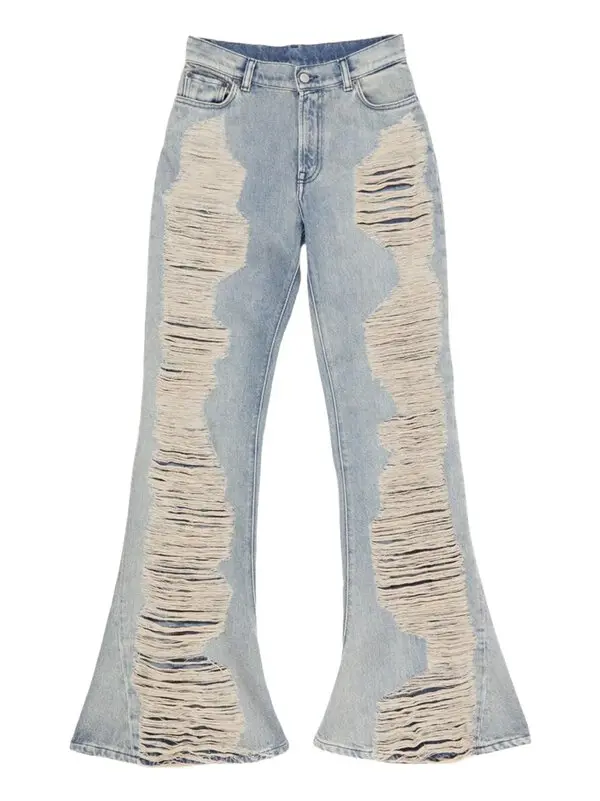 Acne Studios Bootcut Jeans With Distressed Detailing - Gray