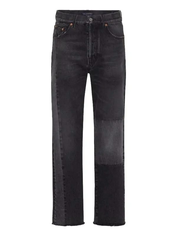 Valentino Garavani Patchwork Detailed Tapered Jeans - Black