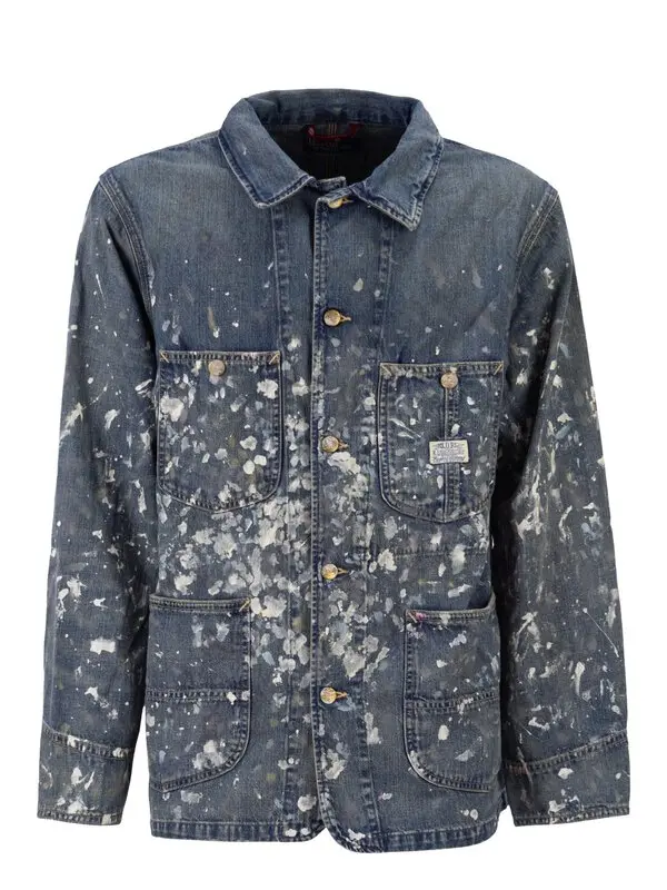 Polo Ralph Lauren Hand-painted Denim Trucker Jacket - Gray