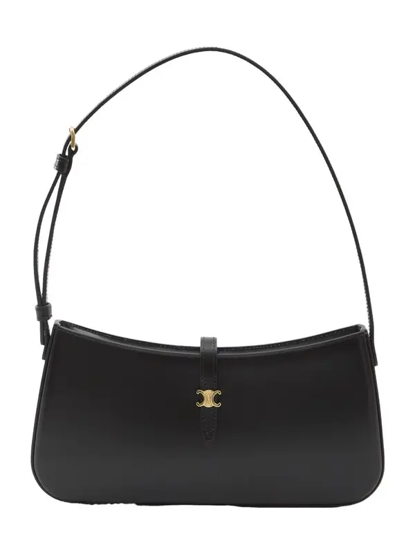 Celine Tina Shoulder Bag In Shiny Calfskin - Black