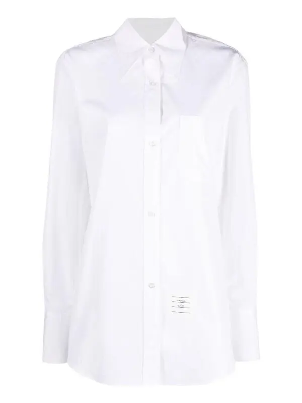 Thom Browne Logo Patch Buttoned Shirt - White