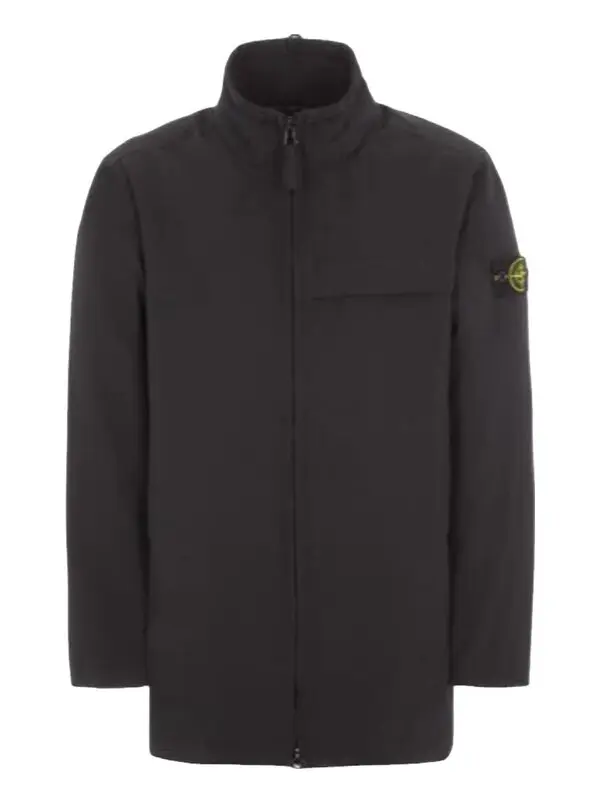 Stone Island Logo Patch Zip-up Jacket - Black