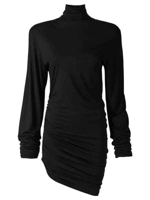 Jacquemus The Spallina Long Sleeve Gathered Dress - Black