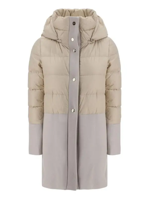 Herno Quilted Down Coat With Detachable Hood - Nude