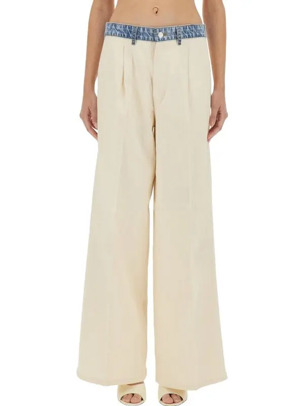 Moschino Wide Leg Relaxed Fit Pants - Nude