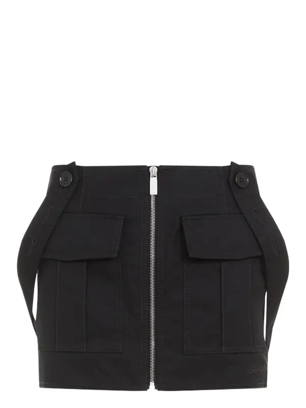 Off-White Zip-up Button Detailed Skirt - Black