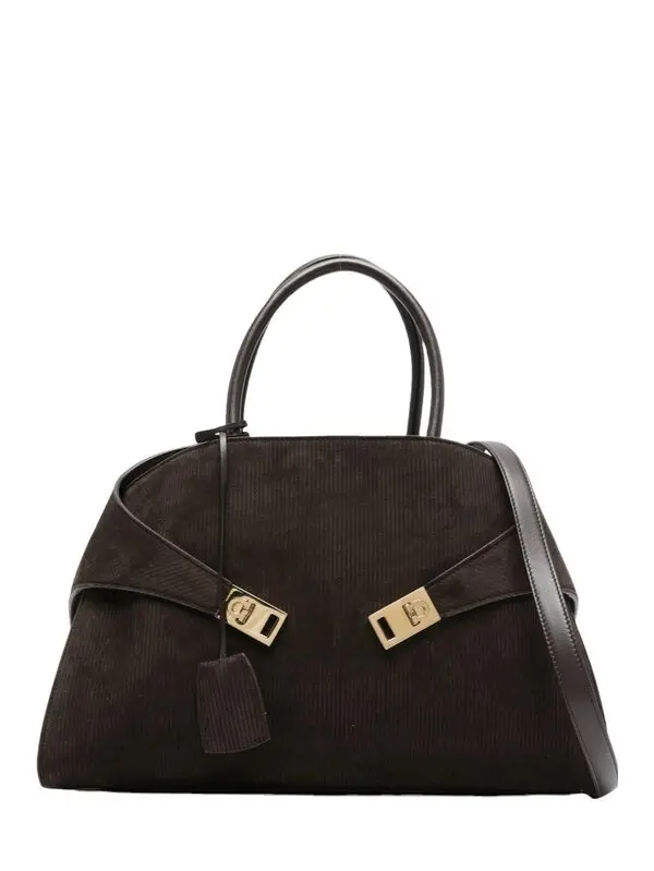 FERRAGAMO Double Handle Shoulder Bag - Black