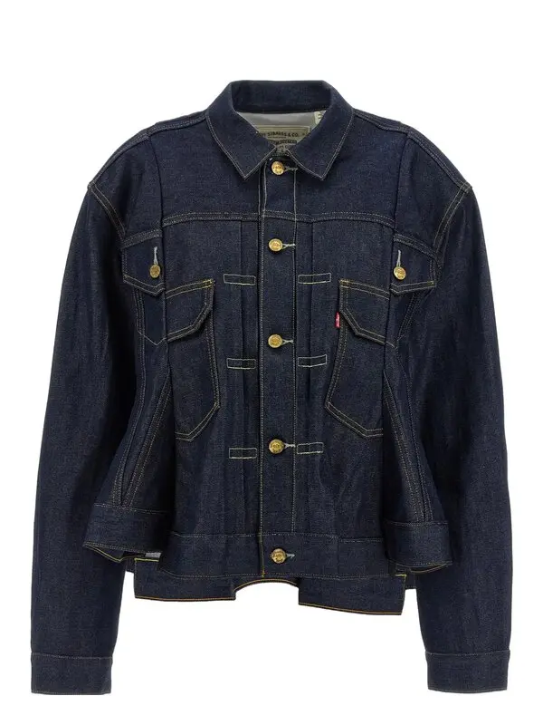 Sacai Long Sleeve Paneled Denim Jacket - Indigo