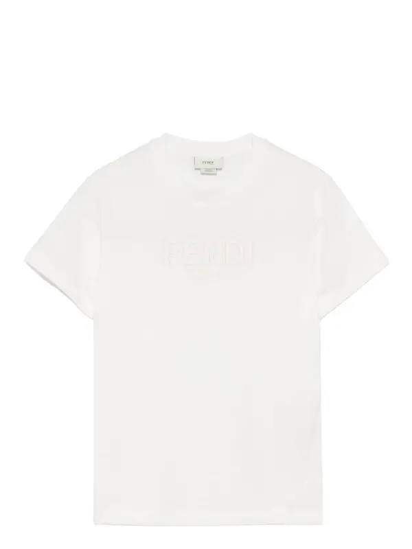 Fendi Logo Embroidered T-shirt - Gray