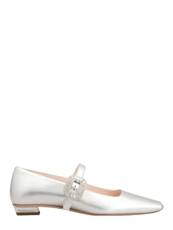 ROGER VIVIER Belle Vivier Mary Jane Flats With Crystal Buckle - Silver