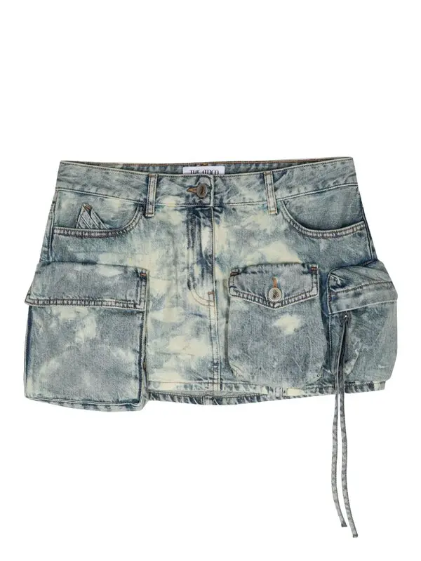 Attico Cargo Denim Mini Skirt - Gray