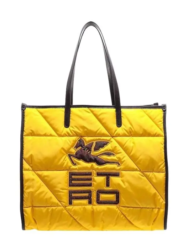 Etro Quilted Logo-appliqué Shoulder Bag - Yellow