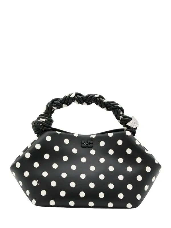 GANNI Polka Dot Mini Bag With Knotted Top Handle - Black