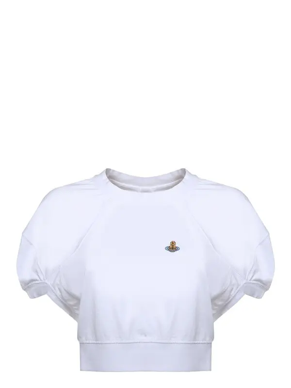 VIVIENNE WESTWOOD Cropped Top With Embroidered Logo - White