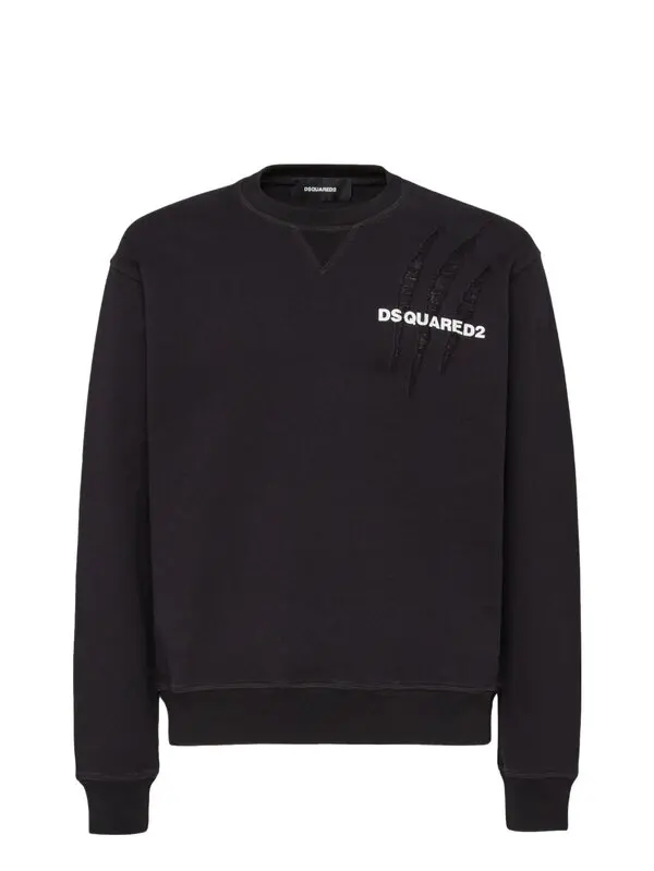 Dsquared2 Distressed Logo-printed Sweatshirt - Black