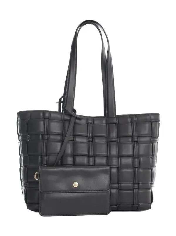 Michael Kors Ivy Woven Leather Tote Bag - Black