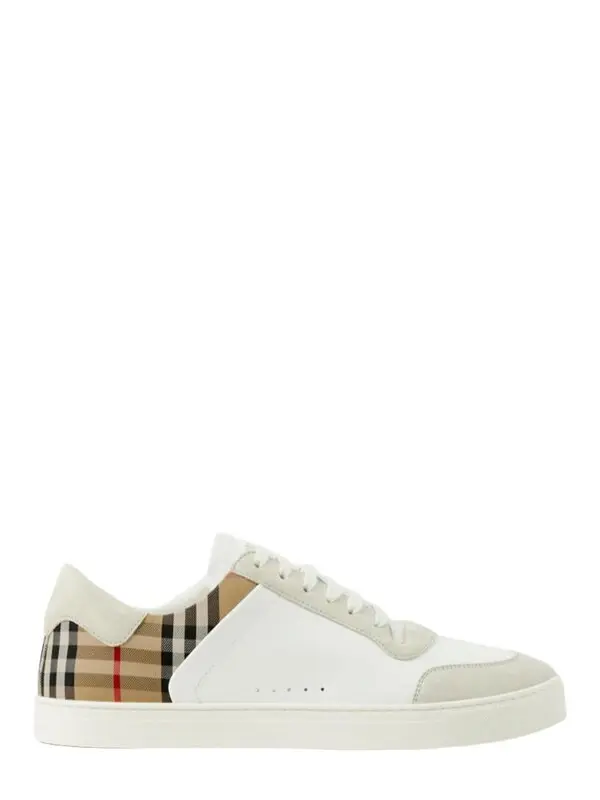 Burberry Checked Lace-up Sneakers - White