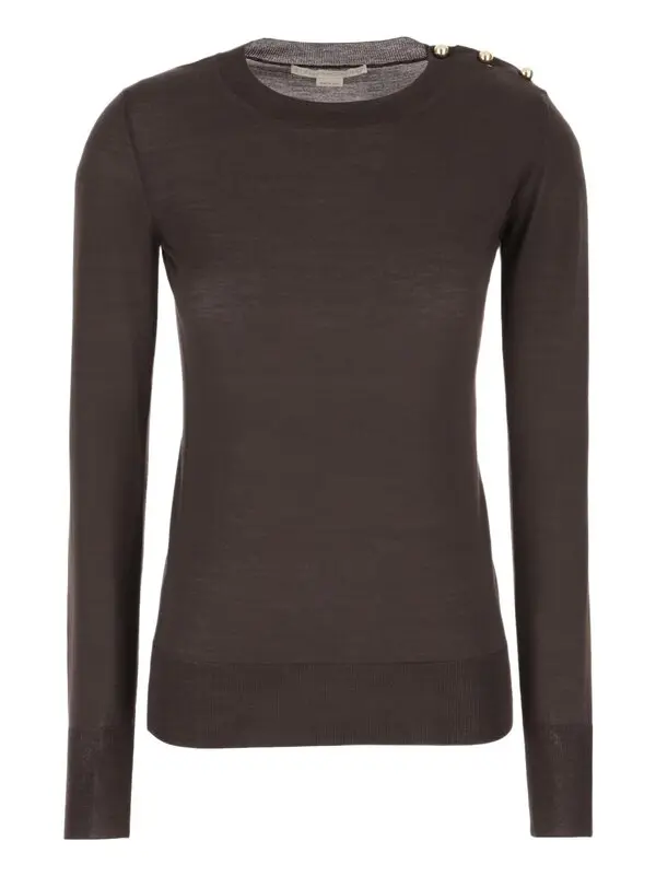 Stella McCartney Long-sleeved Crewneck Jumper With Shoulder Buttons - Black
