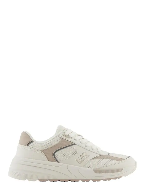 Emporio Armani Round Toe Lace-up Sneakers - White