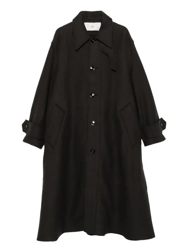 Ami Single-breasted Virgin Wool Coat - Dark Gray