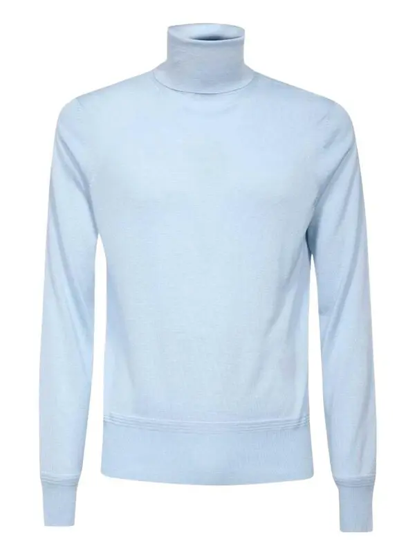 TOM FORD Fine Knit Turtleneck Sweater With Long Sleeves - Blue