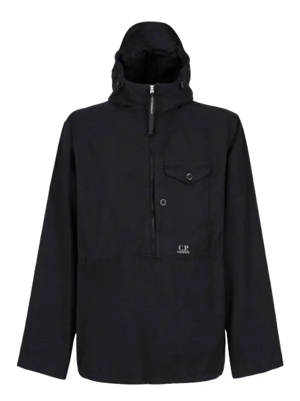 C.P. COMPANY Embroidered-logo Utility Windbreaker - Black
