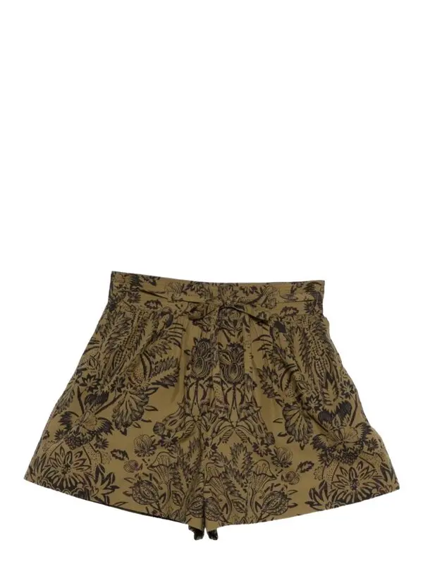Ulla Johnson Printed Belted Shorts - Green
