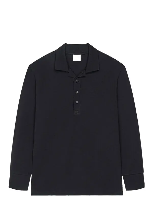 COURREGES Long-sleeve Logo-detail Polo Shirt - Black