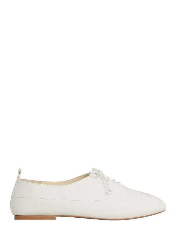 Celine Perforated Triomphe Richelieu In Lambskin - Arctic White