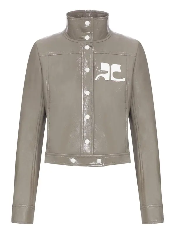 COURREGES Vinyl Collared Button-up Jacket - Nude