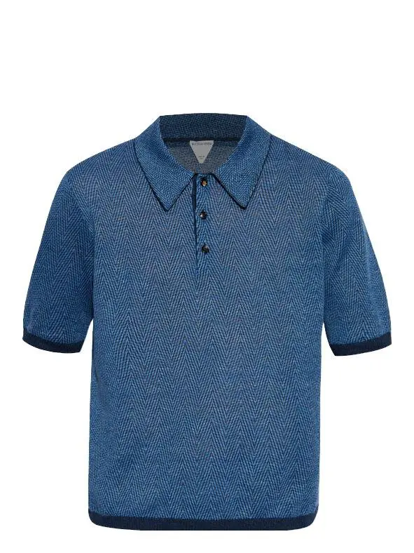 Bottega Veneta Patterned Short-sleeved Polo Shirt - Blue