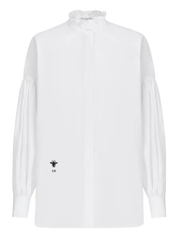 Dior Embroidered Blouse With Ruffled Collar - White